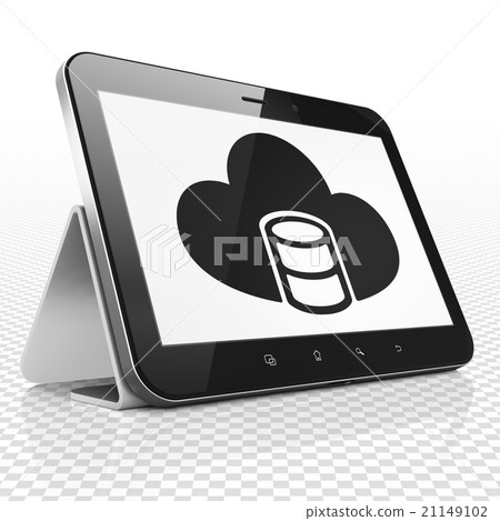 Software concept: Tablet Computer with Database - Stock Illustration ...