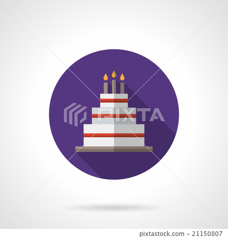 Party cake purple round flat vector icon - Stock Illustration [21150807 ...