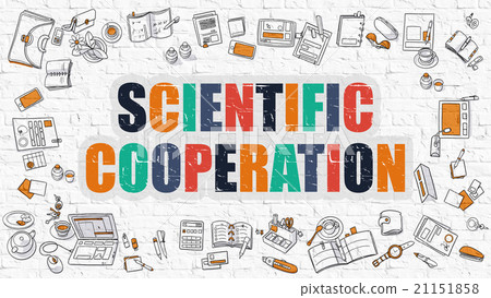 Scientific Cooperation Concept. Multicolor on - Stock Illustration ...