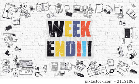 Week End Concept with Doodle Design Icons. - Stock Illustration ...