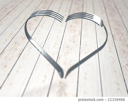 Forks heart on wood background - Stock Illustration [21156466] - PIXTA