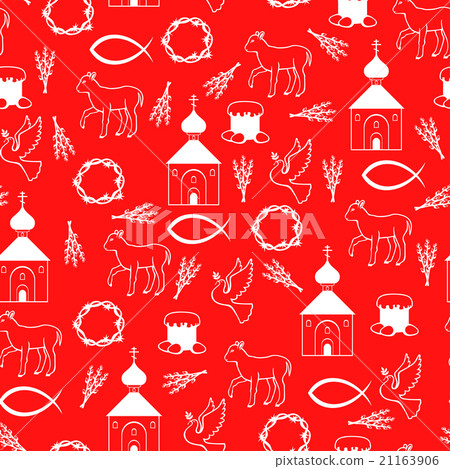 Easter Orthodox pattern seamless on red background - Stock Illustration ...