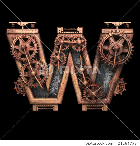 w isolated rusted letter with gears on black - Stock Illustration ...