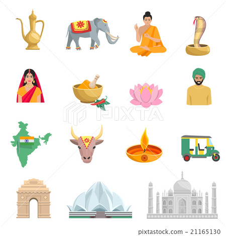India Flat Icons Set - Stock Illustration [21165130] - PIXTA