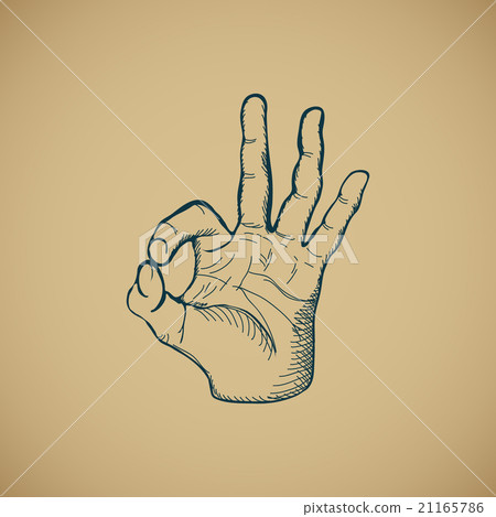 Hand draw sketch vintage okay hand sign vector - Stock Illustration ...