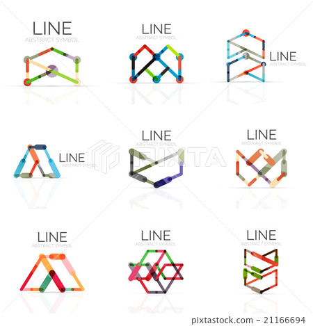 Set of linear abstract logos, connected - Stock Illustration [21166694 ...