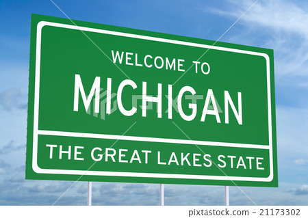 Welcome to Michigan state road sign - Stock Illustration [21173302] - PIXTA