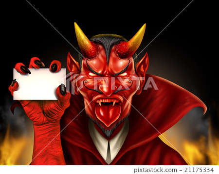 Devil Holding Sign - Stock Illustration [21175334] - PIXTA