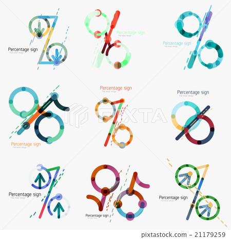 Set of percentage signs, flat design - Stock Illustration [21179259 ...