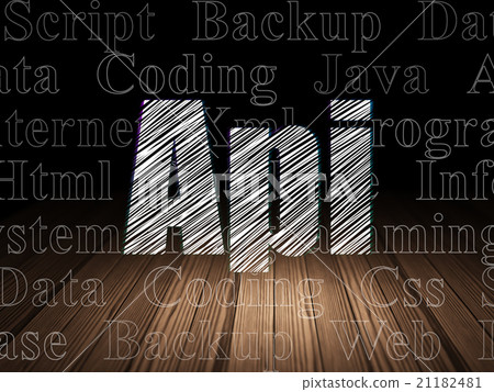 Programming concept: Api in grunge dark room - Stock Illustration ...