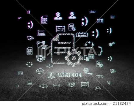Programming concept: Gear in grunge dark room - Stock Illustration ...