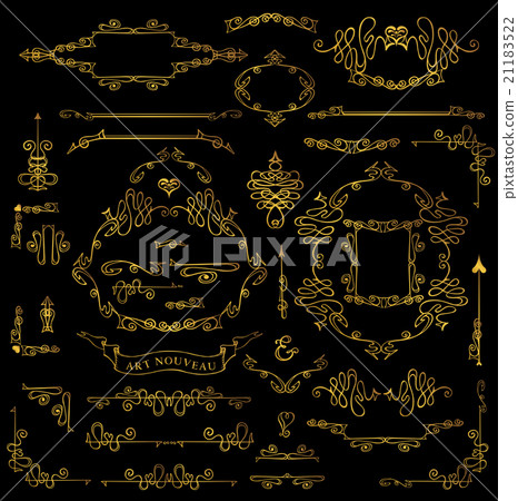 Calligraphic Royal Design Elements set.Gold Frames - Stock Illustration ...