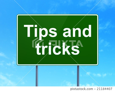 Studying concept: Tips And Tricks on road sign - Stock Illustration ...