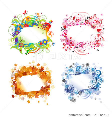 Four seasons, design frames with place for your - Stock Illustration ...
