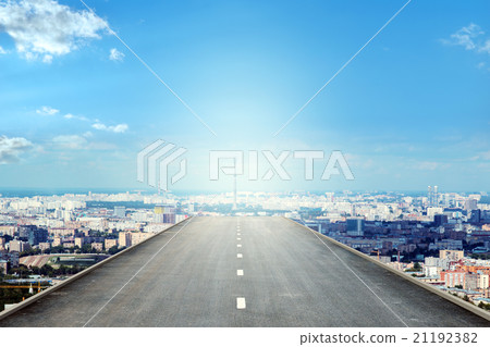 Road over city in sky - Stock Illustration [21192382] - PIXTA