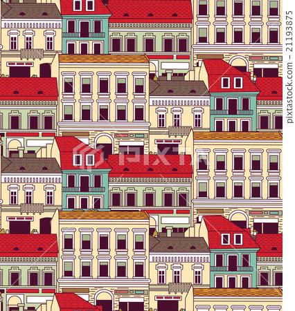 City buildings down town color seamless pattern. - Stock Illustration ...