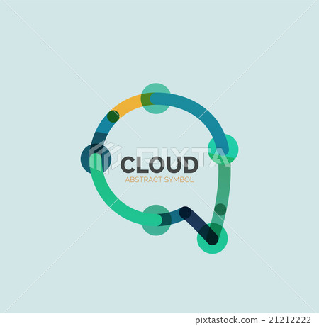 Flat linear design speech cloud logo. Talk bubble-插圖素材 [21212222] - PIXTA圖庫
