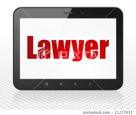 Law concept: Tablet Pc Computer with Lawyer on - Stock Illustration ...