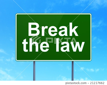 Law concept: Break The Law on road sign background - Stock Illustration ...