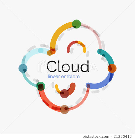 Flat design cloud icon, background - Stock Illustration [21230413] - PIXTA