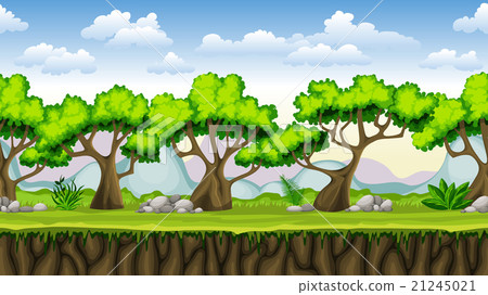 Seamless cartoon background, with separate layers - Stock Illustration ...