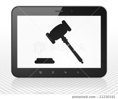 Law concept: Tablet Pc Computer with Gavel on - Stock Illustration ...