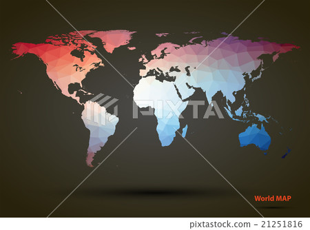 Abstract colorful triangle world map. Vector - Stock Illustration ...