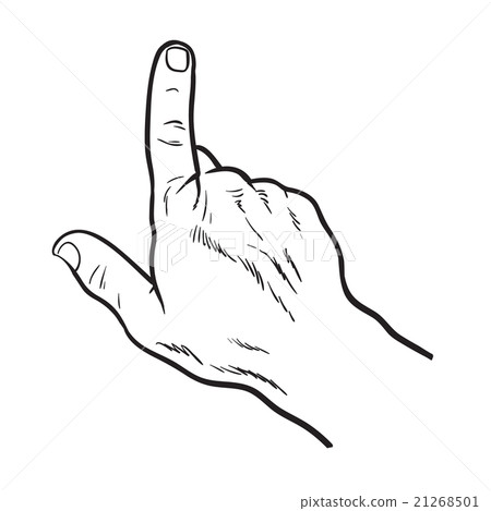 Drawn hands. Finger touches. Raised finger-插圖素材 [21268501] - PIXTA圖庫