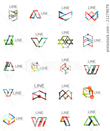 Set of linear abstract logos, connected - Stock Illustration [21279079 ...