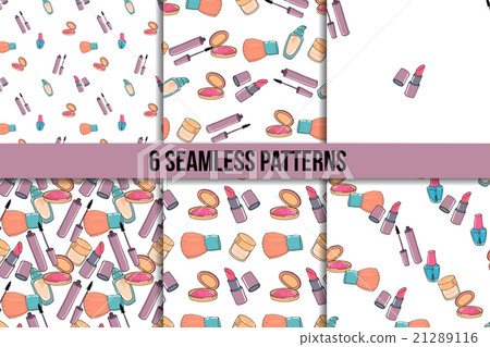 Makeup seamless pattern set - Stock Illustration [21289116] - PIXTA
