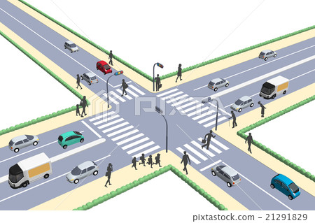 Intersection model car pedestrian - Stock Illustration [21291829] - PIXTA