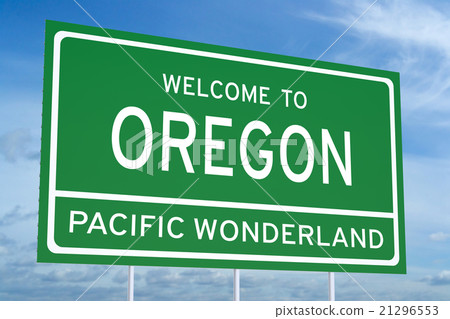 Welcome to Oregon state road sign - Stock Illustration [21296553] - PIXTA