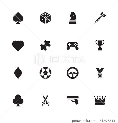black simple flat game icon set - Stock Illustration [21297843] - PIXTA