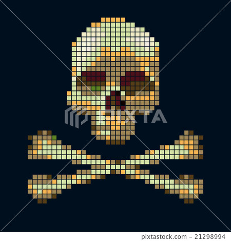 Skull and crossbones collected from pixels. - Stock Illustration ...