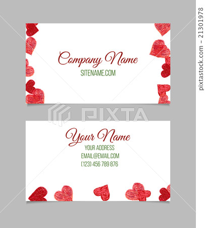 Visiting card with hand drawn hearts. - Stock Illustration [21301978 ...