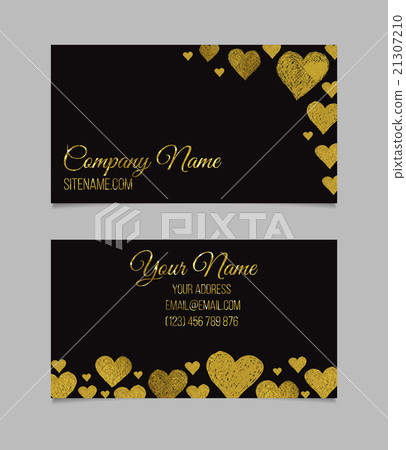 Visiting card with golden foil heart shape design - Stock Illustration ...