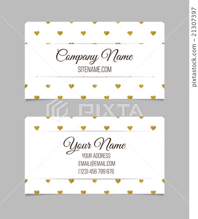 Visiting card with golden foil heart shape design - Stock Illustration ...