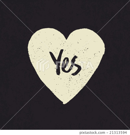 "Yes" word in heart shape. Grunge styled - Stock Illustration [21313594 ...