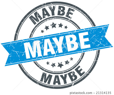 maybe blue round grunge vintage ribbon stamp - Stock Illustration ...