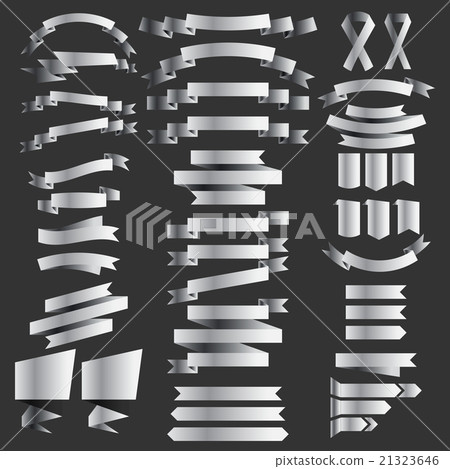 set of silver metalic ribbons, badges, and label - Stock Illustration ...