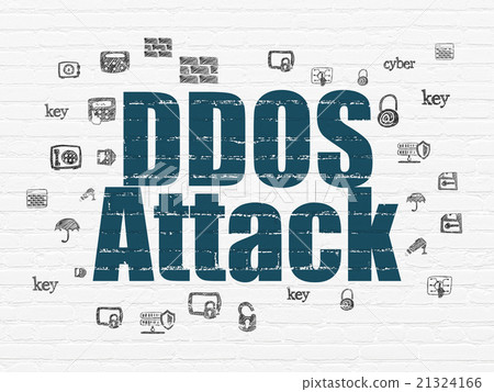 Protection concept: DDOS Attack on wall background - Stock Illustration ...