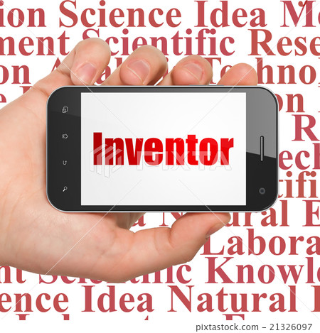 Science concept: Hand Holding Smartphone with - Stock Illustration ...