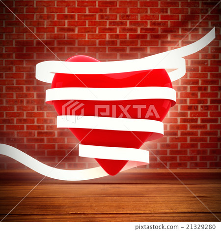 Composite image of heart wrapped in ribbon - Stock Illustration ...