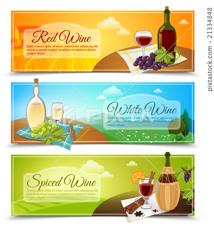 Wine Banners Set-插圖素材 [21334848] - PIXTA圖庫