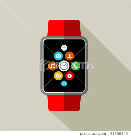 Smart watch illustration in 2d style with app icon - Stock Illustration ...