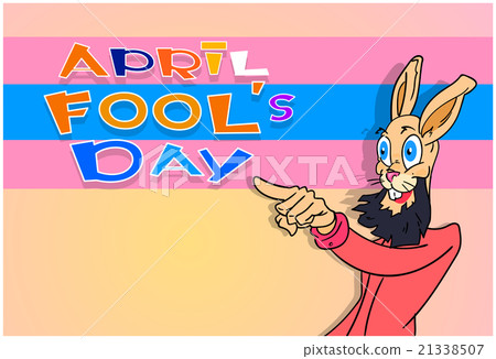 Bearded Rabbit Point Finger At Fool Day April - Stock Illustration ...