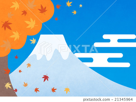 Landscape of blue sky, Mt. Fuji and autumn colors - Stock Illustration ...