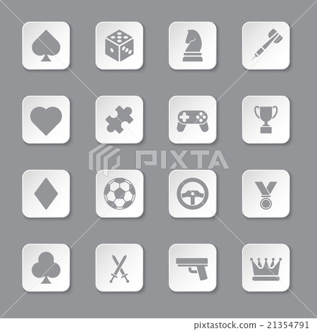 gray flat game icon set rounded rectangle - Stock Illustration ...