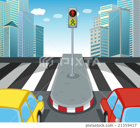 Zebra crossing on the road - Stock Illustration [21359417] - PIXTA