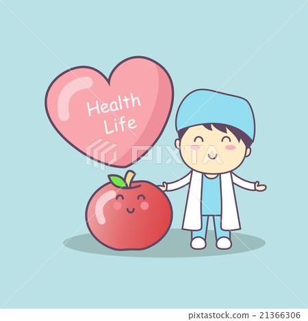 cute cartoon doctor with apple - Stock Illustration [21366306] - PIXTA